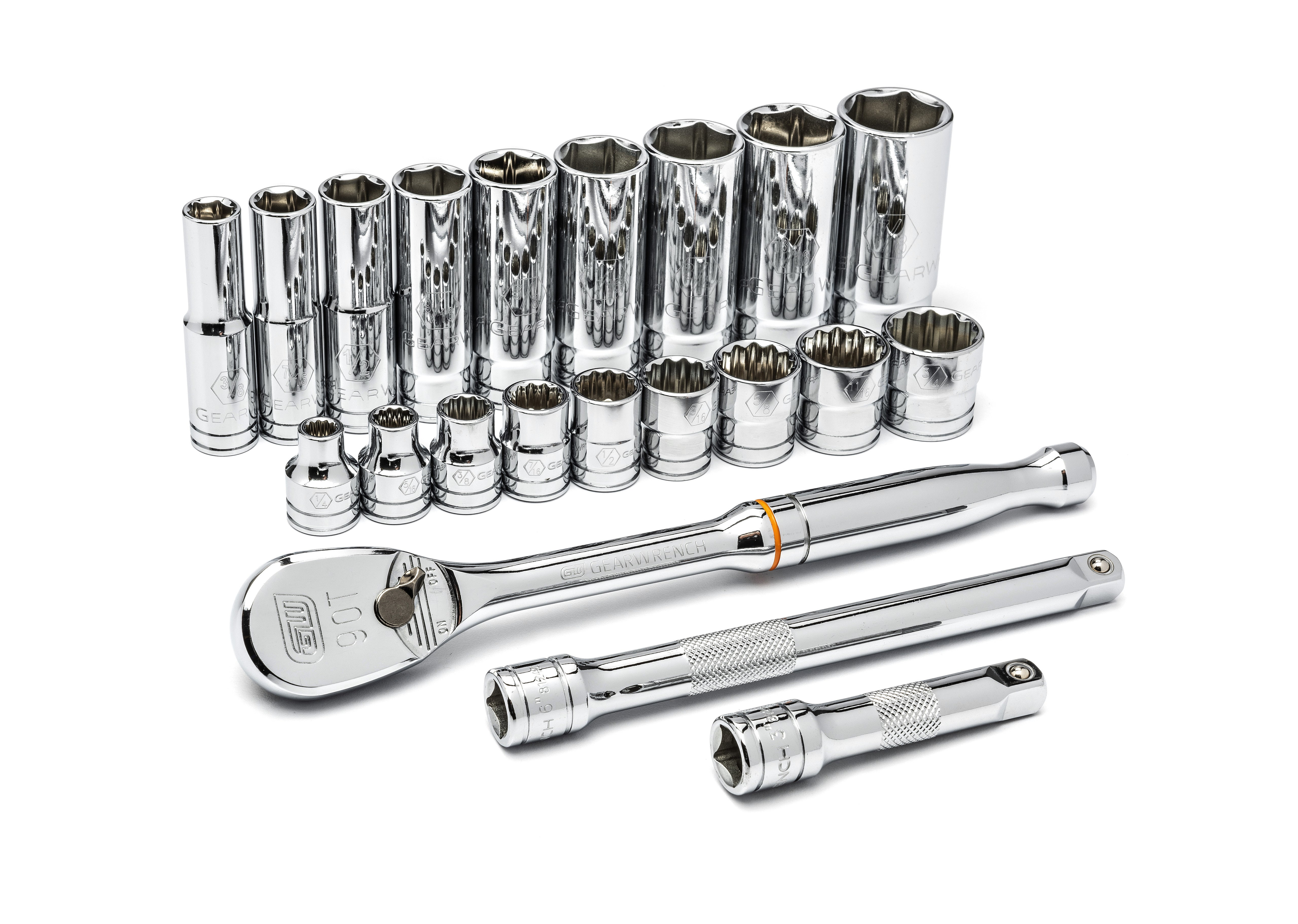 GEARWRENCH SET SKT SAE STD/DP 3/8DR 6 & 12PT 21PC 80557 | Palmac Tool Company – Palmac Tools