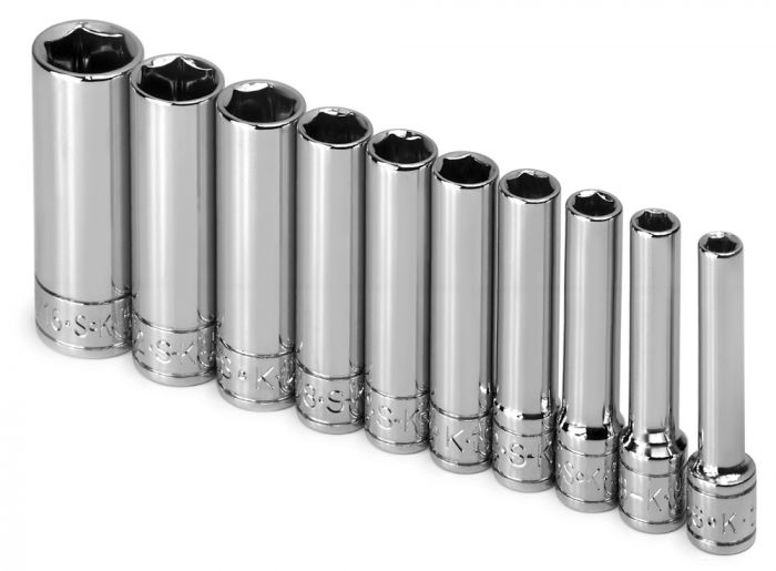 SK Tools - Set Socket 1/4dr Deep 6pt Fractional 10pc - 4911 | Palmac ...