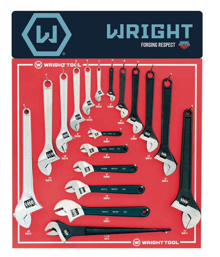 Wright Tool Set of 30 Adjustable Wrench Display 12 in - D975 – Palmac Tools