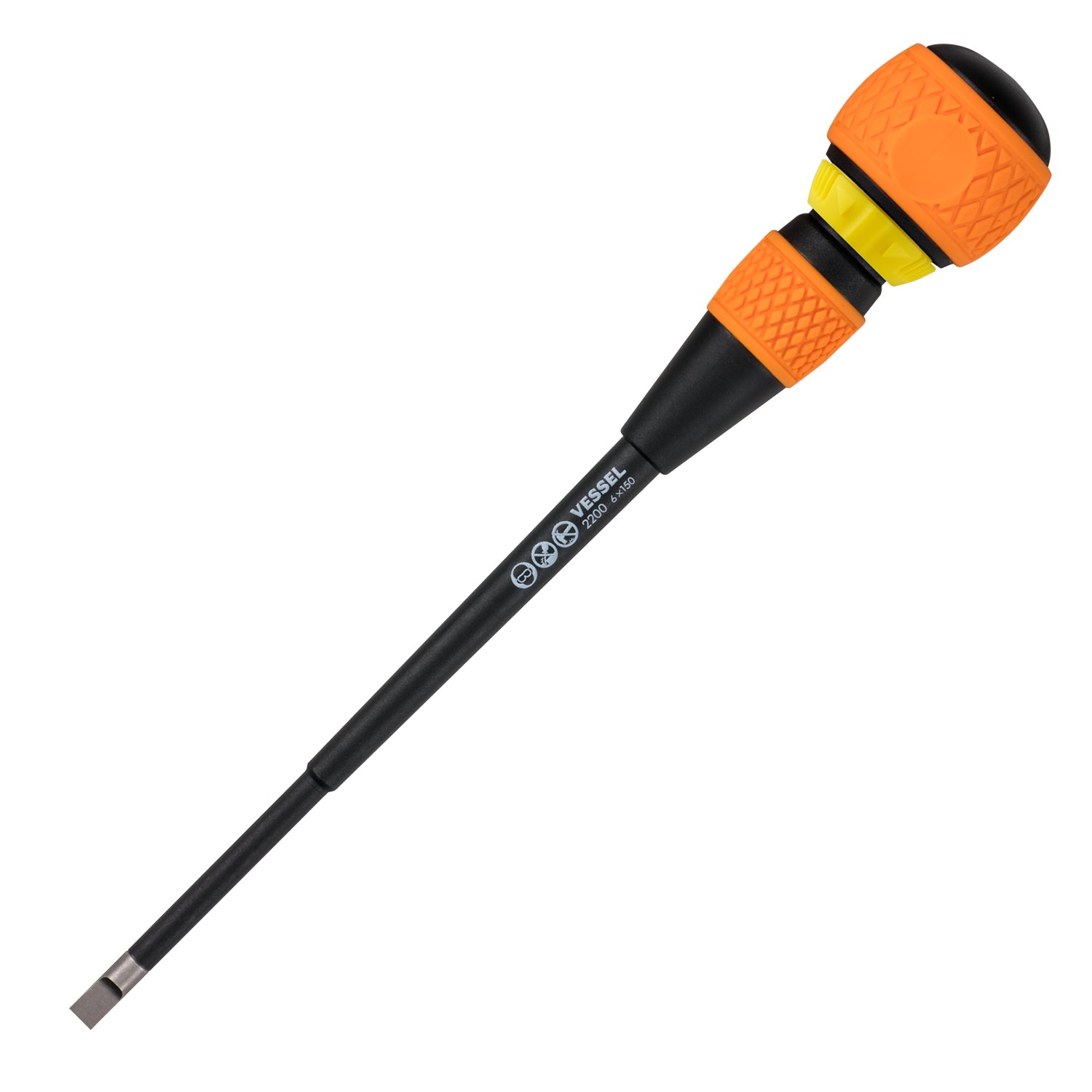 Vessel Tools Ball Ratchet Slotted Screwdriver, 6 x 150mm - VL 2200S615 ...
