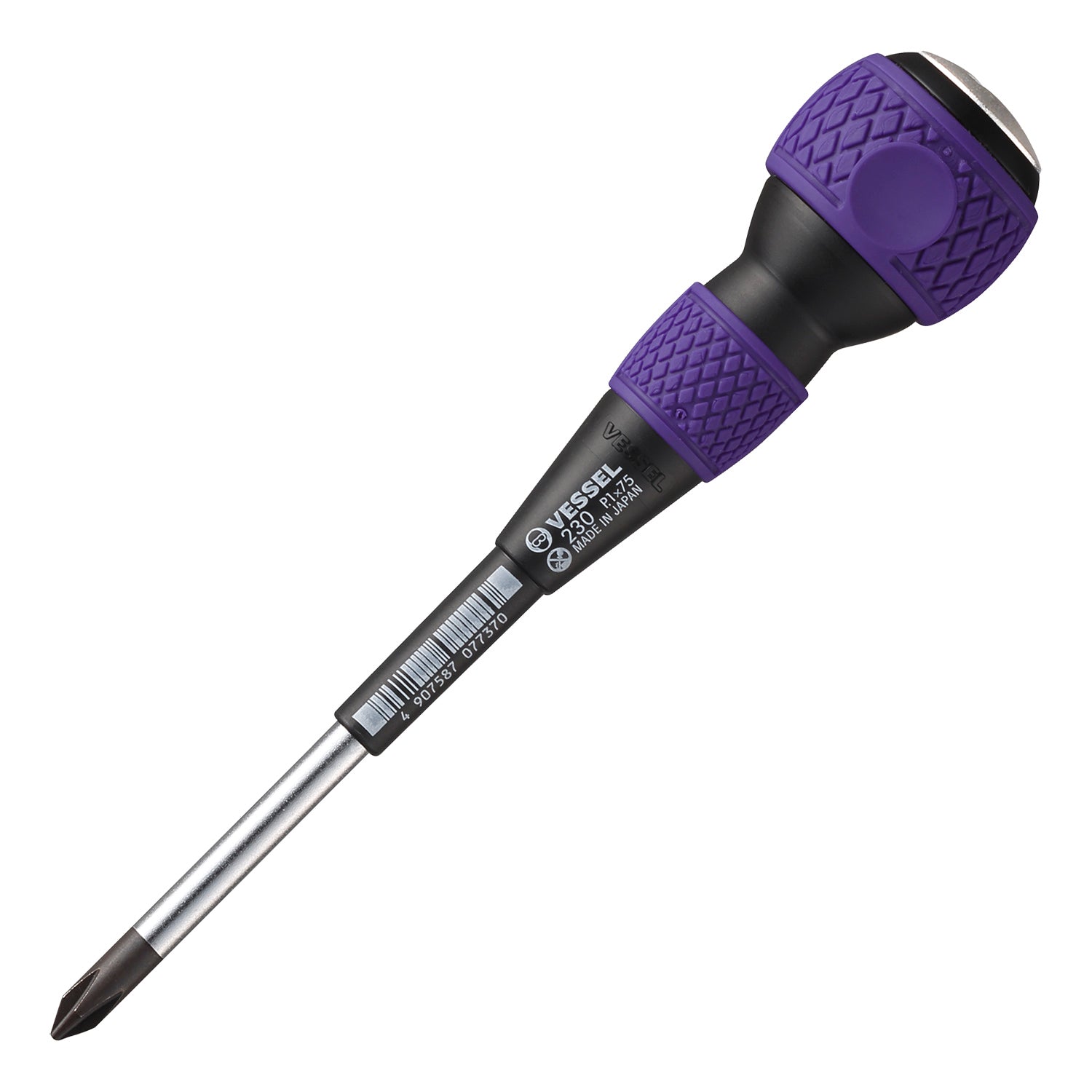 Vessel Tools Ball Grip Tang-Thru Screwdriver, PH1 x 75mm - VL 230P175 ...