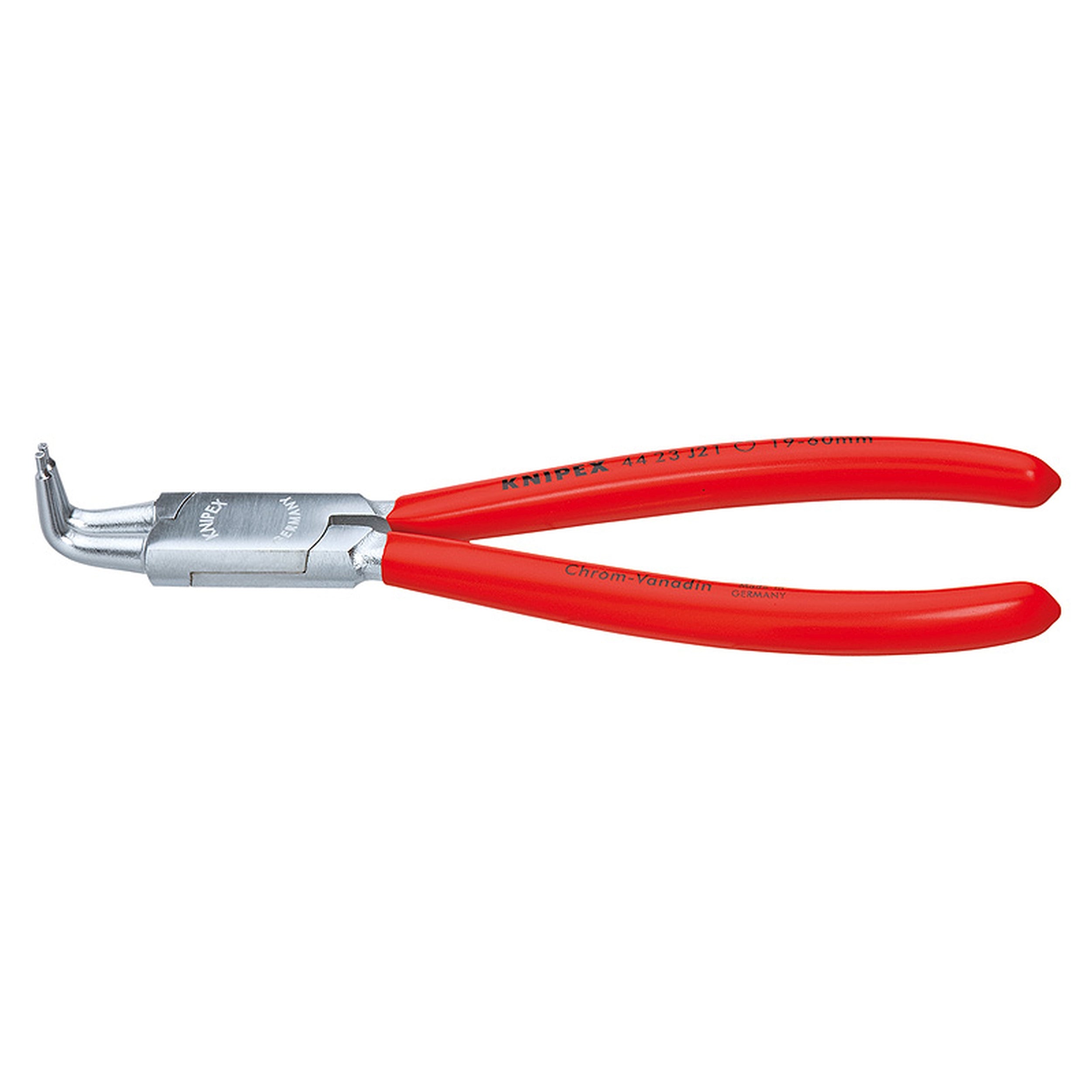 Knipex 44 23 J21 KN | Circlip Pliers, Internal, 90 degree Angled, Forged Tip, 3/4"-2 3/64" Bore ...