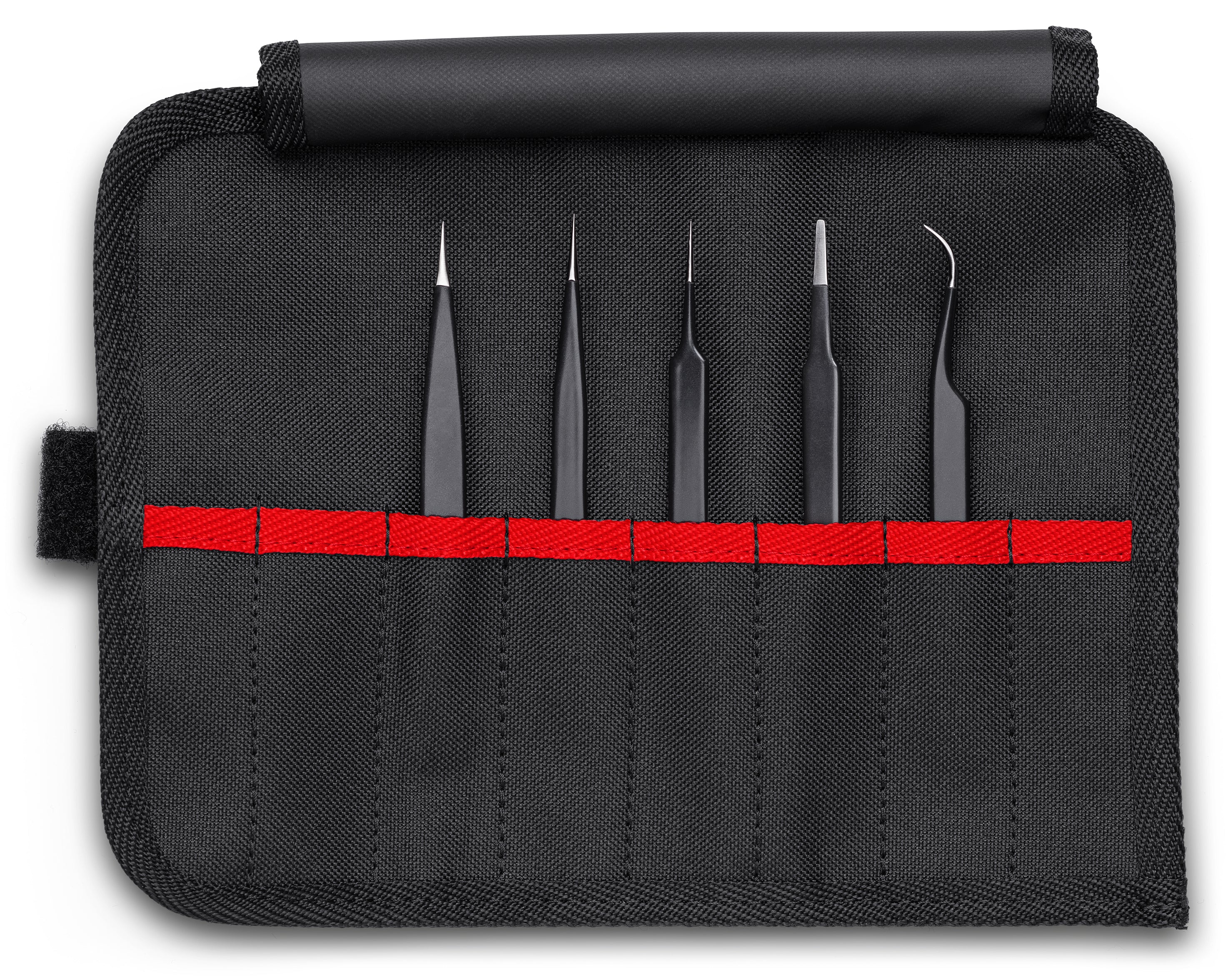 Knipex 92 00 01 ESD KN | 6 Pc Stainless Steel Tweezers Set in Tool Roll, ESD | Palmac Tool ...