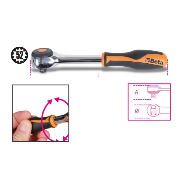 Beta Tools 1/2 in Drive Reversible Ratchet - 9200926 – Palmac Tools