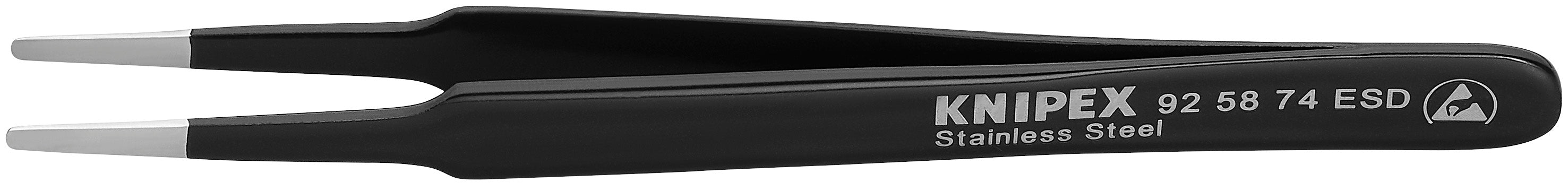 Knipex 92 58 74 ESD KN | Stainless Steel Gripping Tweezers, Blunt Tips, ESD | Palmac Tool ...