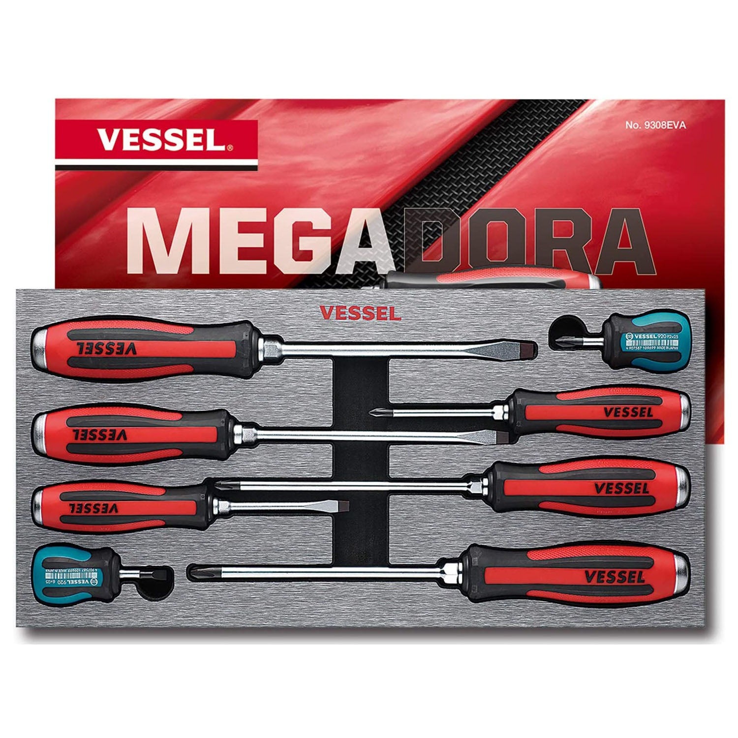 Vessel Tools Set of 8 Megadora Jawsfit Tang-Thru Screwdriver - VL 9308 ...