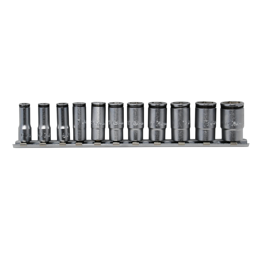Ko-ken Tools 1/4 Sq. Dr. Semi-Deep NUT GRIP® Socket Set 5-14mm - 11 pi ...