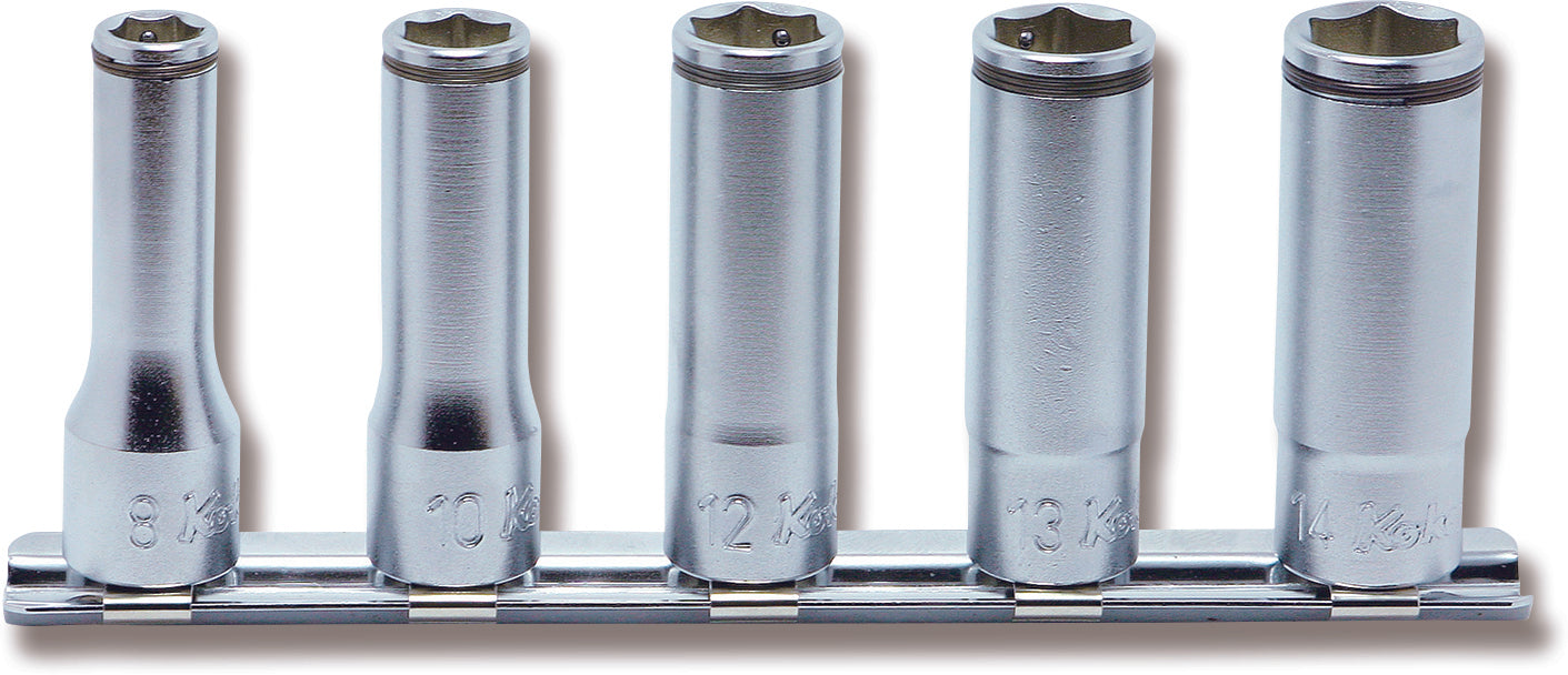 Ko-ken Tools 3/8 Sq. Dr. Deep NUT GRIPÂ® Socket Set 8mm-14mm - 5 piece ...